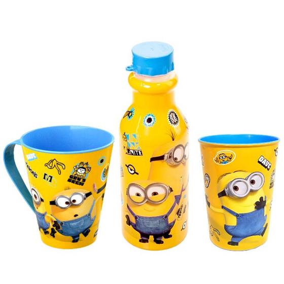 Kit dos Minions com Copo Garrafa e Caneca Infantil Plasútil - Copos ...