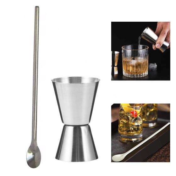 Kit Dosador Drink Jigger De Bebidas e Colher Bailarina Para Bar ...