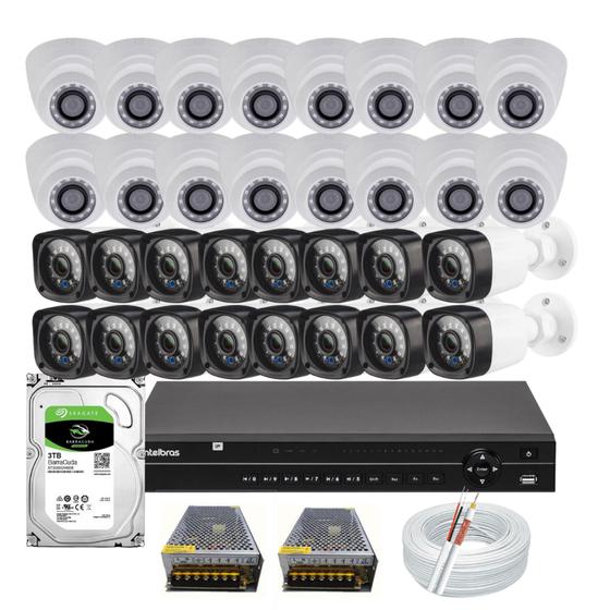 Kit Dvr Intelbras 32 Canais H.265 32 Câmeras Full Hd 1080P 20 Metros ...