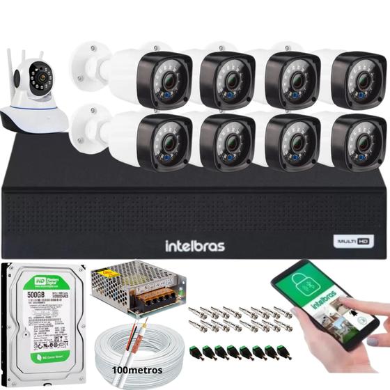 Kit Dvr Intelbras 8 Canais H.265 500GB 8 Câmeras Full Hd 20 Metros+1 ...