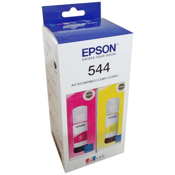 Kit Econômico 4 Cores de Tinta Epson T544 544 Original para Ecotank L3150 L3160 L3250 L3210 ...