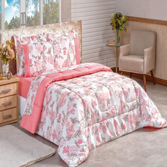 Kit edredom Casal Super King 200% Fios Dupla Face 3 Peças - Serene ...