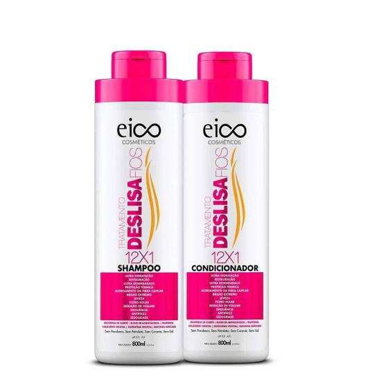 Kit Eico Cosméticos Tratamento Deslisa Fios Shampoo 800ml ...