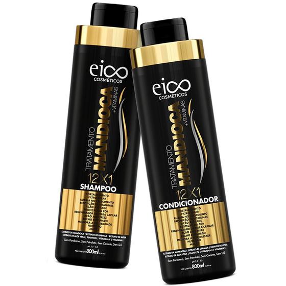 Kit Eico Shampoo + Condicionador Tratamento Mandioca 800ml - Eico ...