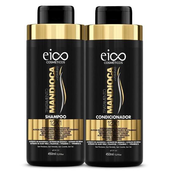 Kit Eico Tratamento Mandioca Shampoo + Condicionador 450Ml - Kit de ...
