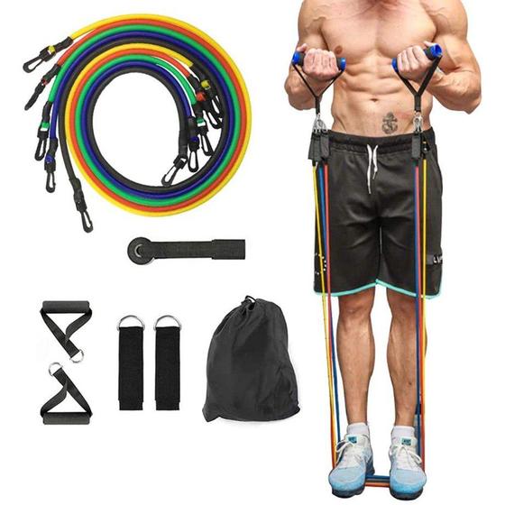Kit Elástico Treino Extensor Exercício Academia Funcional 11 Itens ...
