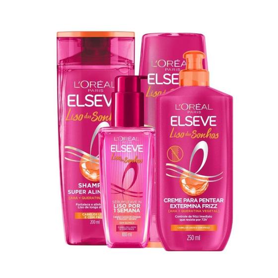Kit Elseve Liso Dos Sonhos EF BOTOX AHA + Queratina Vegetal Shampoo ...
