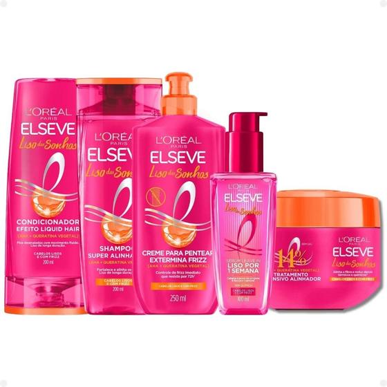 Kit Elseve Liso dos Sonhos: Máscara Tratamento 300g + Shampoo e ...