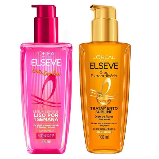 Kit Elseve Sérum Leave in Liso dos Sonhos + Óleo Extraordinário - 100ml ...