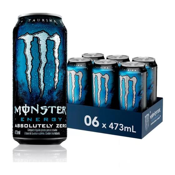 Kit Energético Monster Absolutely Zero Lata 473ml - 6 Unidades - Bebida ...