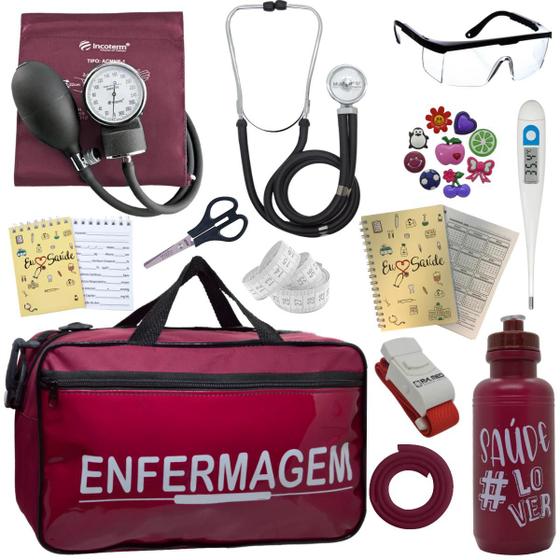 Kit Enfermagem Academico Aparelho Pressao Estetoscópio Bolsa Multi ...