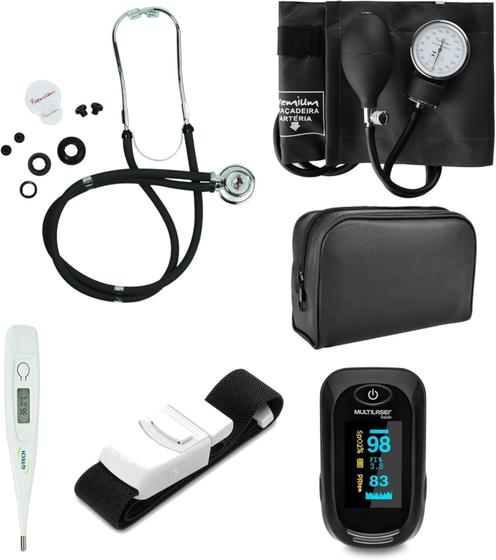 Kit Enfermagem Acadêmico Com Estojo Completo Preto - Premium - Kit ...