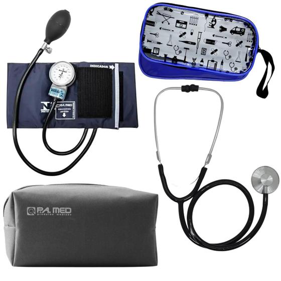 Kit Enfermagem Aparelho Pressao Aneroide Esteto Simples - PA MED ...