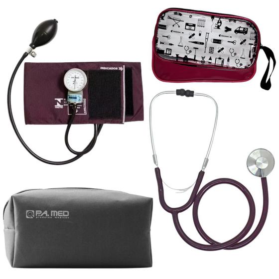 Kit Enfermagem Aparelho Pressao Aneroide Esteto Simples - PA MED ...
