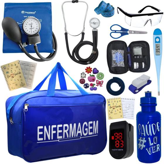 Kit Enfermagem Aparelho Pressao Manual Estetoscopio Multi Completo ...