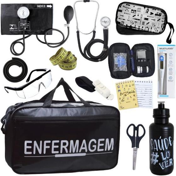 Kit Enfermagem Aparelho Pressao Medidor Glicose Esteto Multi Premium ...