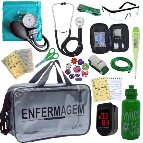 Kit Enfermagem Transparente Completo Aparelho Pressao Manual ...