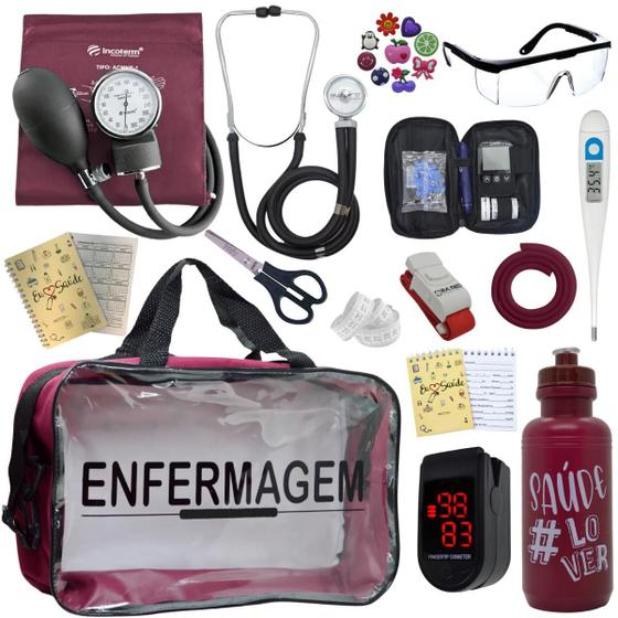 Kit Enfermagem Transparente Completo Aparelho Pressao Manual ...