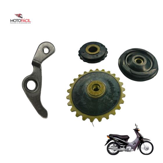 Kit Engrenagem Corrente de Comando com braco tensor Biz 100 Pop Dafra ...