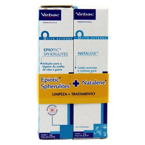 Kit Epiotic Spherulites + Natalene 25ml Otite Cães e Gatos Virbac ...