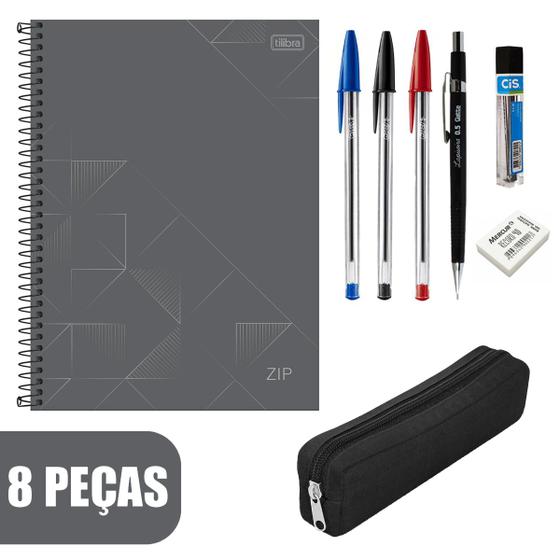 Kit Escolar Estudante Caderno 10 Matérias Canetas Lapiseira - Tilibra ...