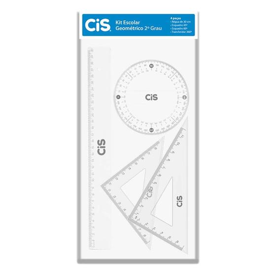 Kit Escolar Geométrico: Esquadros, Réguas e Transferidor - CIS ...