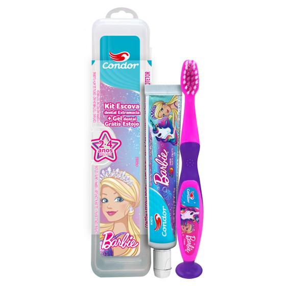 Kit Escova Extramacia + Gel Dental com Flúor Tutti Frutti 50g Barbie ...