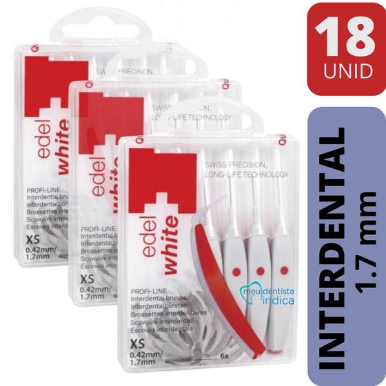 KIT Escova Interdental Branca 1.7mm 18 unidades Edel White - Escova de ...