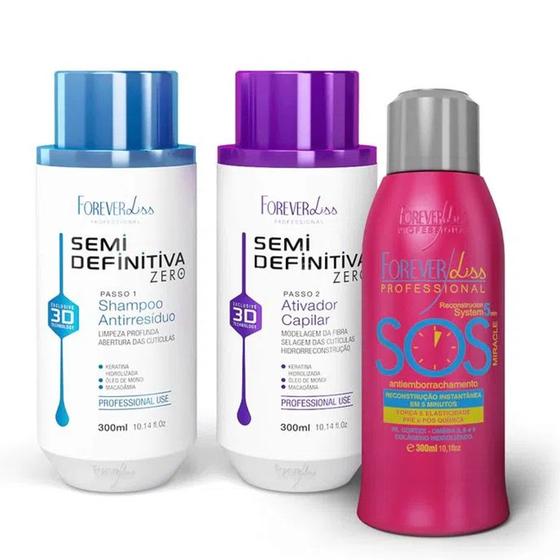 Kit Escova Semi Definitiva Zero 3D e SOS Forever Liss 300ml - Forever ...