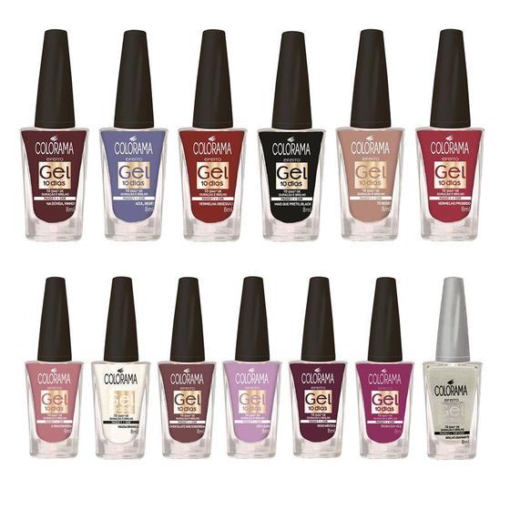 Kit Esmalte Gel 10 dias Colorama - 12 Cores - 1 Top Coat - Esmalte ...