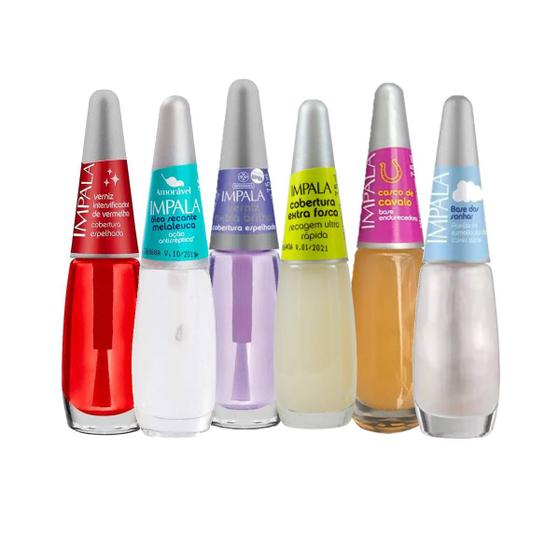 Kit Esmalte Impala 6 Cores Tratamento Unhas Linha Especial - Esmalte ...