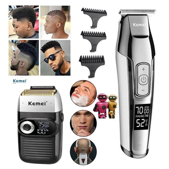 Kit especial serie limitada maquina kemei cortar cabelo acabamento 5027 ...
