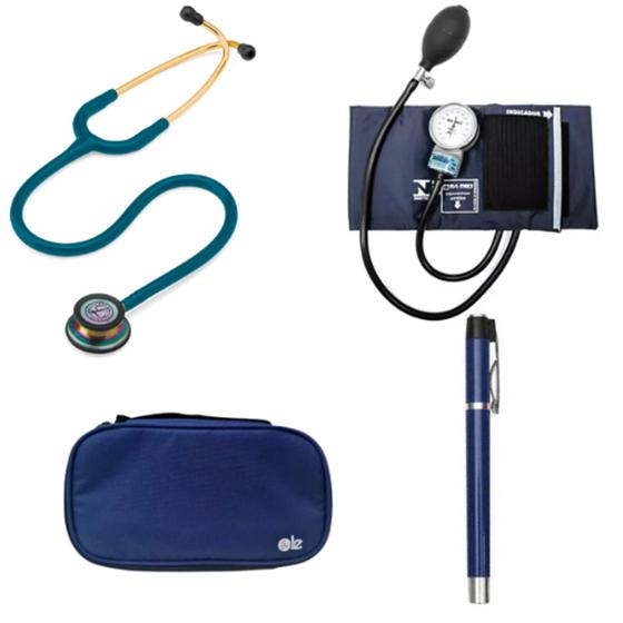 Kit Estetoscopio Littmann + esfigmo + case + Laterna - Cores Variadas ...