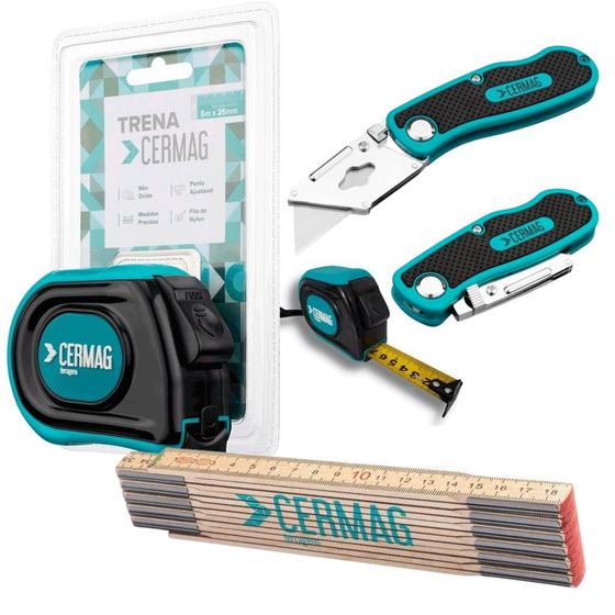 Kit Estilete + Trena + Regua - Cermag - Kit Ferramentas Manuais ...