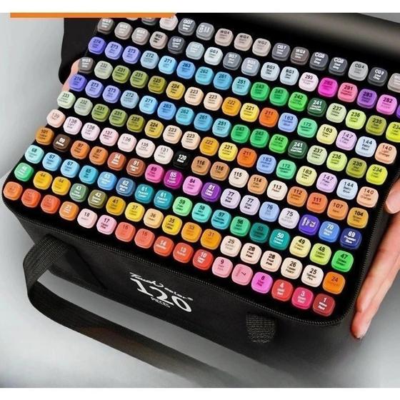 Kit estojo touch 120 cores - canetinhas coloridas marca texto ponta ...