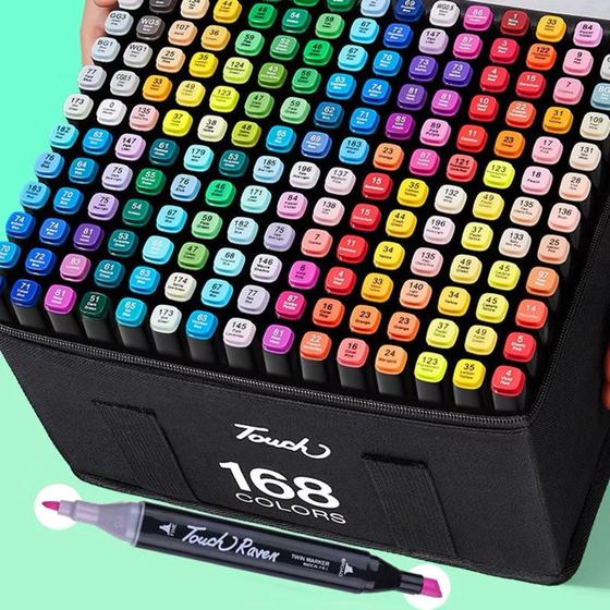 Kit estojo touch 168 cores - canetinhas marca texto coloridas ponta ...