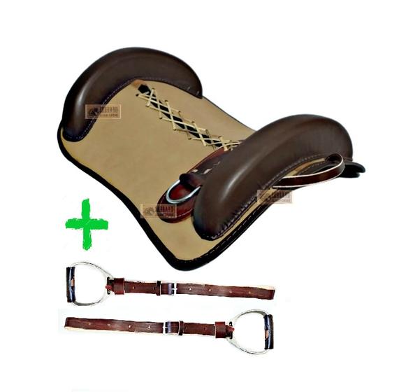 Kit estribo + loro couro + sela basto montaria cavalo - SELARIA SERRANO ...