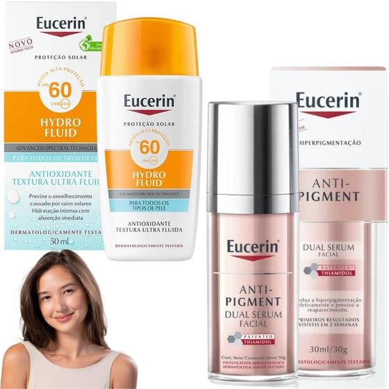 Kit Eucerin Anti-Pigment Protetor Solar Hydro Fluid Sun FPS60 Serum ...