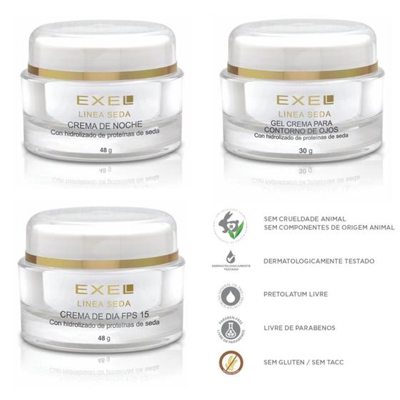 Kit exel creme linha seda - facial dia fps15 50ml + hidratante noite ...