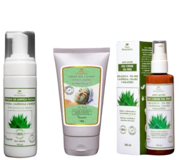 Kit Facial Anti-Acne -Vegano -Flora Amazônica.(03 Produtos) - Kit de ...