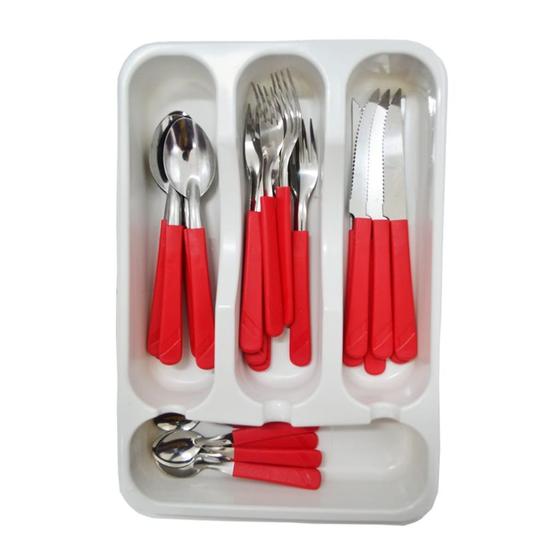 Kit Faqueiro 25 Peças Aço Inox Cabo Plástico Taumer Linha Luna Com ...