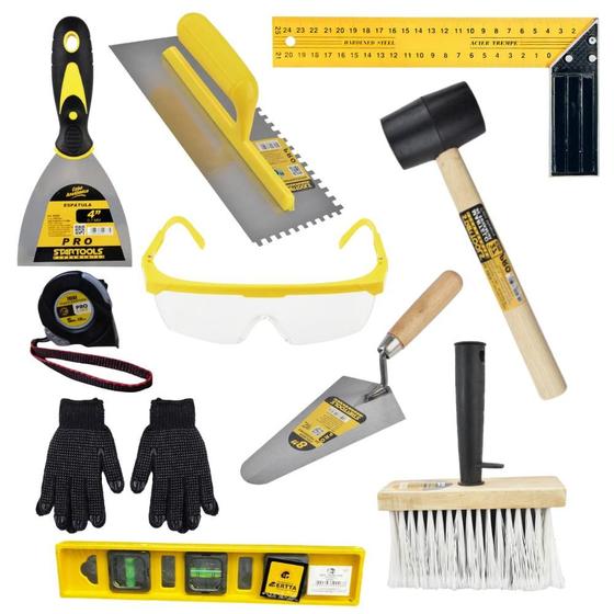 Kit Ferramentas Para Obra Pedreiro Reforma 10 Peças Profissional ...