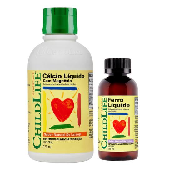 Kit Ferro Líquido 118ml + Cálcio Com Magnésio 473ml Suplemento ...