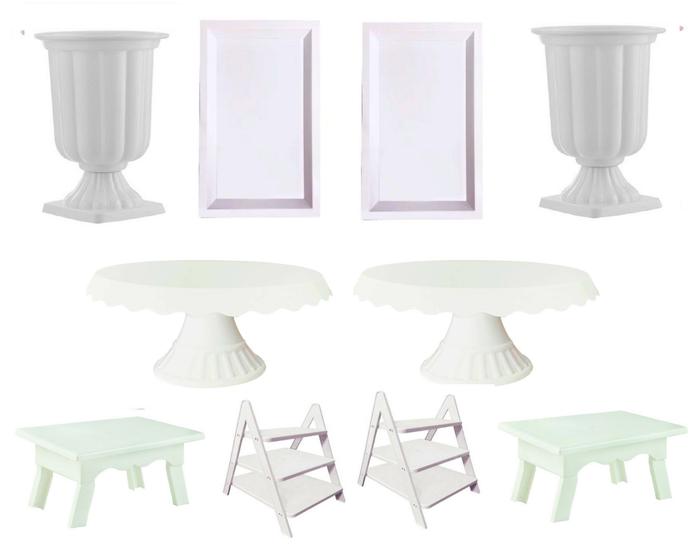 Kit Festa Branco 10 Un Escadinha Bandeja Retangular base Boleira Slim ...