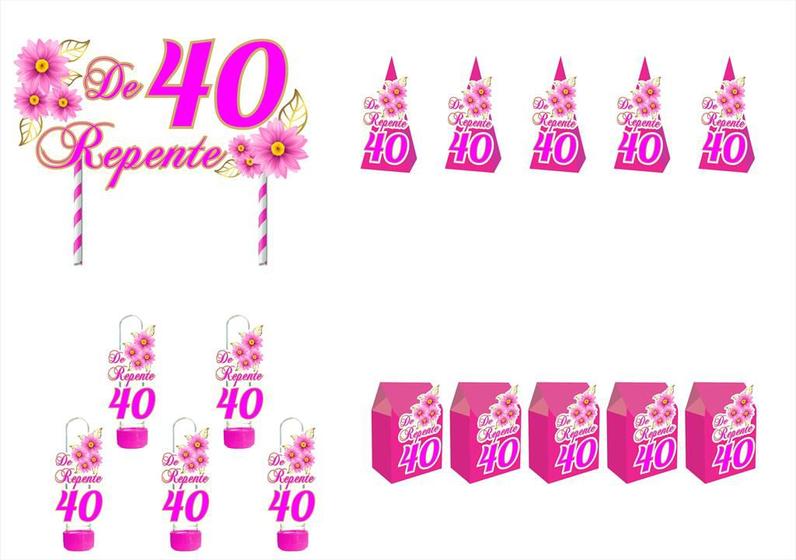 Kit Festa De Repente 40-16 peças (5 pessoas) cone milk - Produto ...