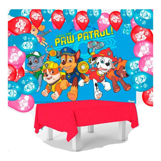Kit festa Patrulha Canina Toalha Vermelha + 25 balões N9 + Painel GG - Piffer / Regina - Kit ...