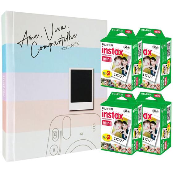 Kit Filme Instantâneo Instax Mini 80 Fotos + Álbum De Fotos Scrapbook ...
