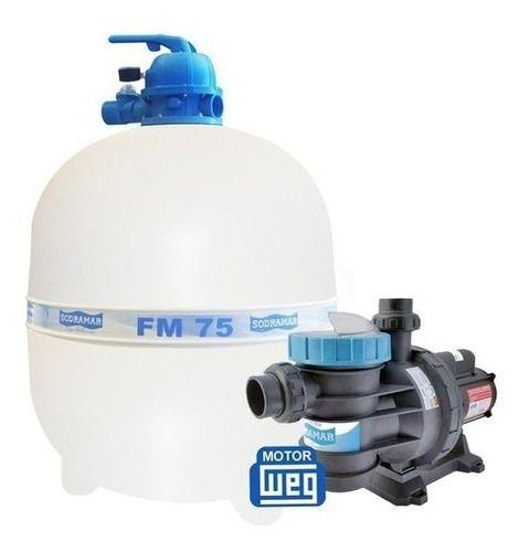 Kit filtro fm 75 + bomba bm 150 1,5 cv motor weg piscina 176 mil litros ...