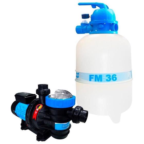 Kit filtro fm36 e bomba 1/3cv piscina 40 mil litros sodramar - FILTER - Dispositivos para ...