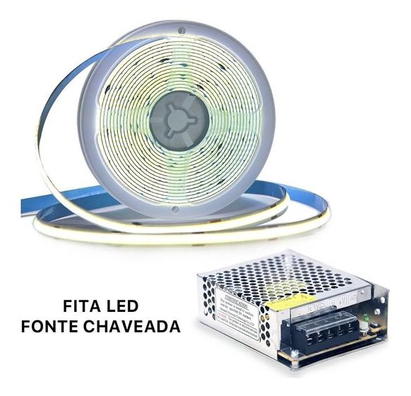 Kit Fita Led Cob 18w 12v 5mts + Fonte Chaveada 10 Amperes - CTB - Fita ...